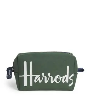 Harrods Cotton Logo Cosmetics Bag - Green