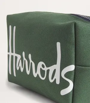 Harrods Cotton Logo Cosmetics Bag - Green