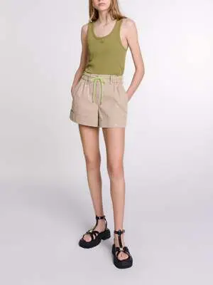 Maje Maje Cotton Ribbed Tank Top Khaki