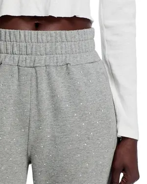 Generation Love Ruel Crystal Embellished Sweatpants - Heather Grey
