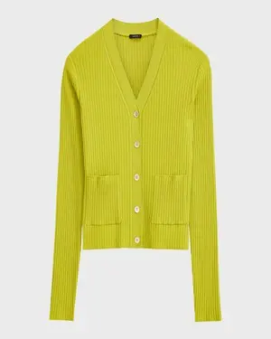 JOSEPH Ribbed Merino Wool Cardigan - Ginkgo
