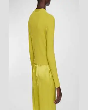 JOSEPH Ribbed Merino Wool Cardigan - Ginkgo
