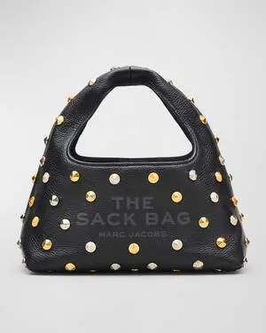 Marc Jacobs Marc Jacobs The Glam Studs Leather Mini Sack Bag - Black