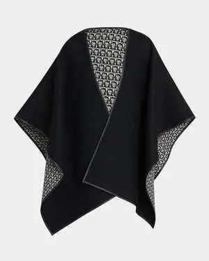 FERRAGAMO Gancini Wool & Leather Cape
