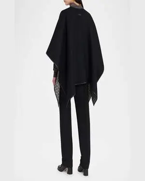 FERRAGAMO Gancini Wool & Leather Cape