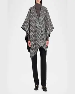 FERRAGAMO Gancini Wool & Leather Cape