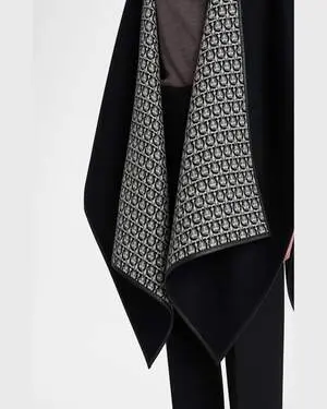 FERRAGAMO Gancini Wool & Leather Cape
