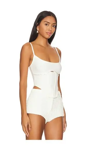 Superdown Gia Corset Top With Rhinestone Embellished Cut-out