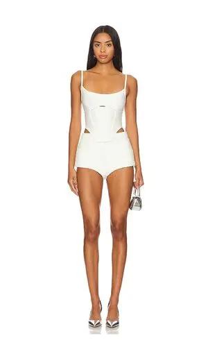 Superdown Gia Corset Top With Rhinestone Embellished Cut-out