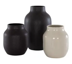SAFAVIEH Raya, Charcoal & Beige, Ceramic, Vase Et Of 3 - One-color