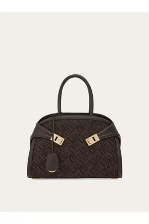 FERRAGAMO Monogram Hug Handbag - Gold