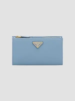 Prada Large Saffiano Leather Wallet Light Blue