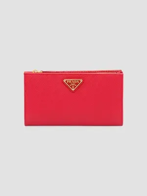 Prada Large Saffiano Leather Wallet Red