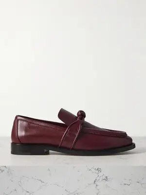 Bottega Veneta Astaire Embellished Leather Loafers - Burgundy