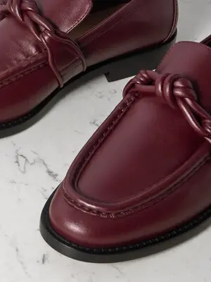 Bottega Veneta Astaire Embellished Leather Loafers - Burgundy