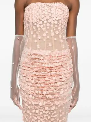 JEAN-LOUIS SABAJI Floral-appliqué Corset Gown - Neutrals