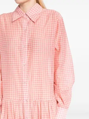 cynthia rowley pink gingham dress Cynthia Rowley Jane Gingham Bell-Sleeve Mini Dress pink white size 2