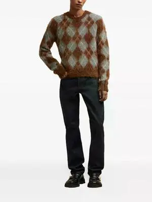 AMI Paris Argyle Wool Blend Brushed Sweater