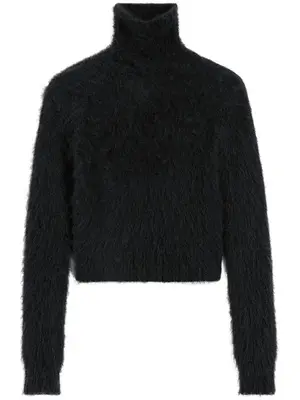 Ami Brushed-effect Cotton Jumper - Black