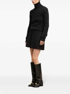 Ami Brushed-effect Cotton Jumper - Black