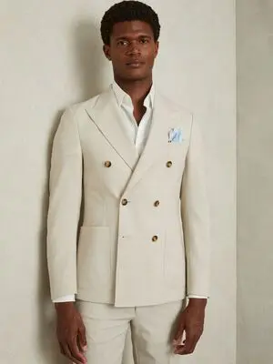 REISS Ceremony Silk Pocket Square - Light Blue