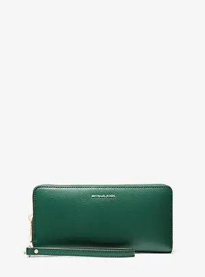 Michael Kors Jet Set Travel Large Leather Continental Wallet In - One Size By Green