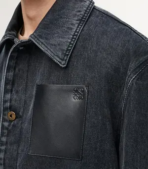 Loewe Leather-trim Denim Jacket - Black