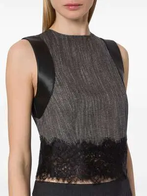Alberta Ferretti Sleeveless Lace-detail Top