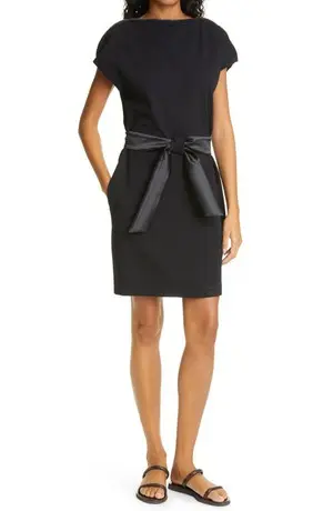 Emporio Armani Milano Zip Boatneck Jersey Dress - Solid Black