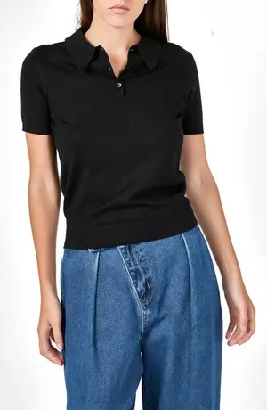 Endless Rose Polo Sweater - Black