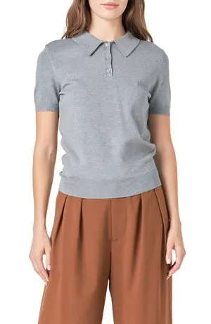 Endless Rose Polo Sweater - Heather Grey