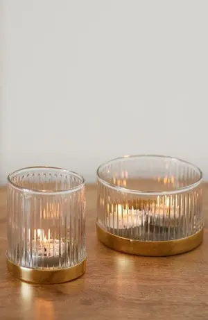 FLECK Fluted Glass Votive Set