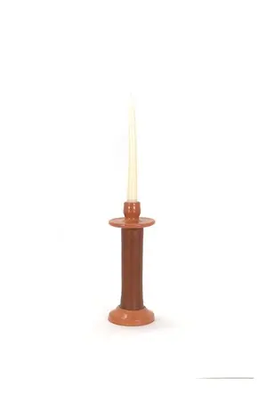 ALCANTARA FREDERIC Leather Wrapped Candle Holder - Terracotta