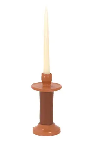 ALCANTARA FREDERIC Leather Wrapped Candle Holder - Terracotta