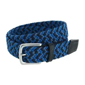 Trafalgar Chandler Mixed Weave Stretch Belt - Blue Mix