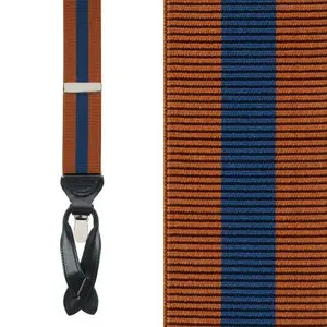 Trafalgar Oliver Stripe 35mm Convertible Suspenders - Rust