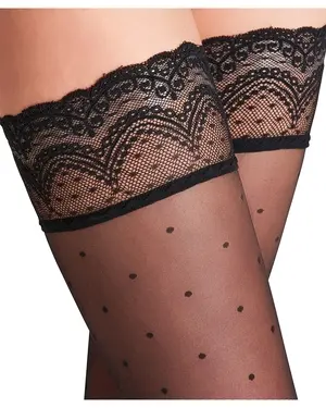 Falke Dot 15 Stay Up Thigh Tights - Black