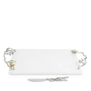 Michael Aram Pomegranate Silver And Gold Cheeseboard And Spreader