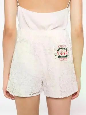 Gucci Interlocking G Floral Lace Shorts - White
