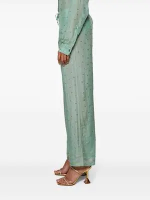 Oseree Gem Embellished Straight-leg Trousers - Green