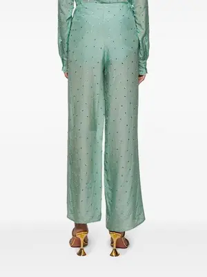 Oseree Gem Embellished Straight-leg Trousers - Green