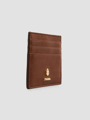 Prada Leather Card Holder - Brown