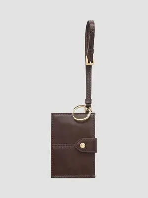 Prada Leather Card Holder - Brown
