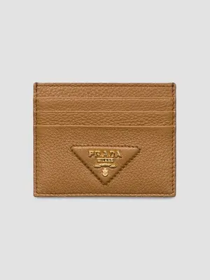 Prada Leather Card Holder - Camel