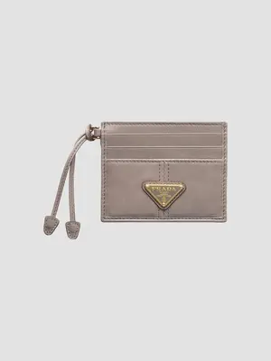 Prada Leather Card Holder - Grey