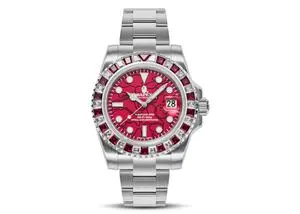 A BATHING APE Bapex Type 1 Crystal Stone Watch - Burgundy