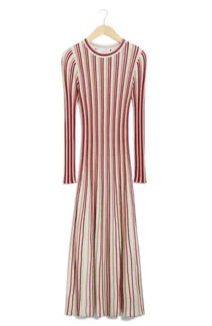 & Other Stories Stripe Long Sleeve Midi Sweater Dress