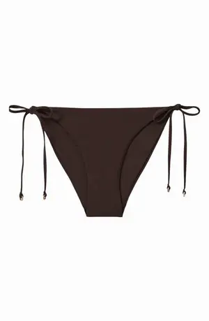 REISS Riah Side Tie Bikini Bottoms - Chocolate