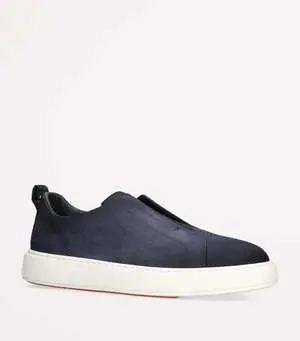 Santoni Clean Icon Suede Sneakers - Navy