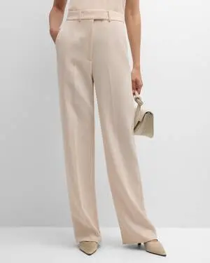 St. John St. John Italian Stretch Cady Straight-Leg Pants - White
